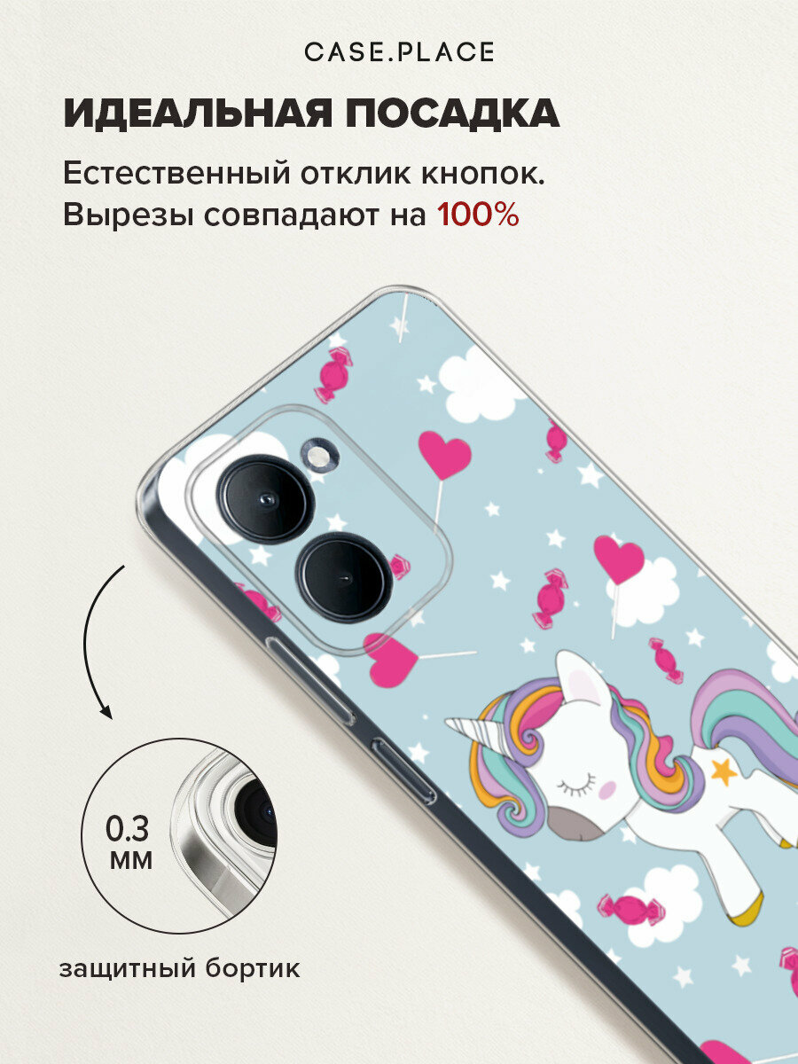 Чехол на Realme C33 / Реалми С33 с принтом "Сладкий единорожек" — фото 1