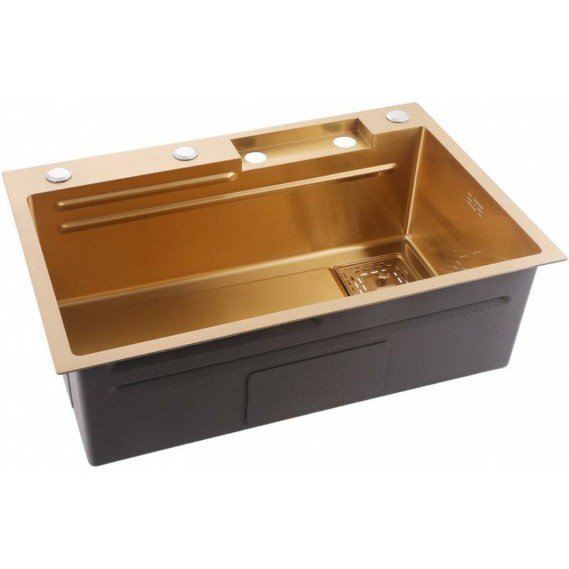 Мойка для кухни со смесителем Abber Wasser Kreis 68х46 AF2194G золото, 1 чаша, нержавеющая сталь