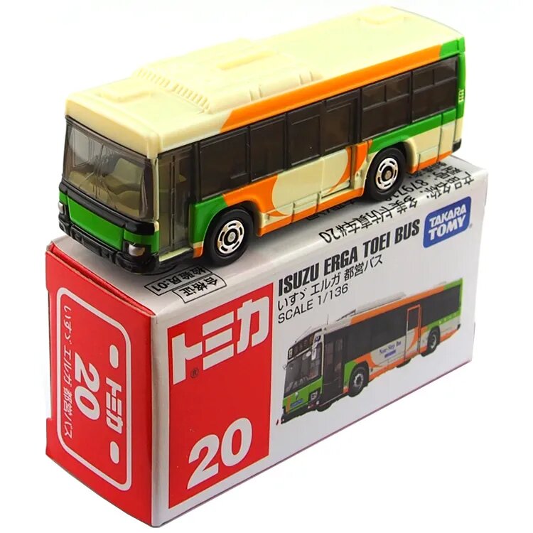 Машинка TAKARA TOMY TOMICA NO.20 ISUZU ERGA TOEI BUS, 1/136