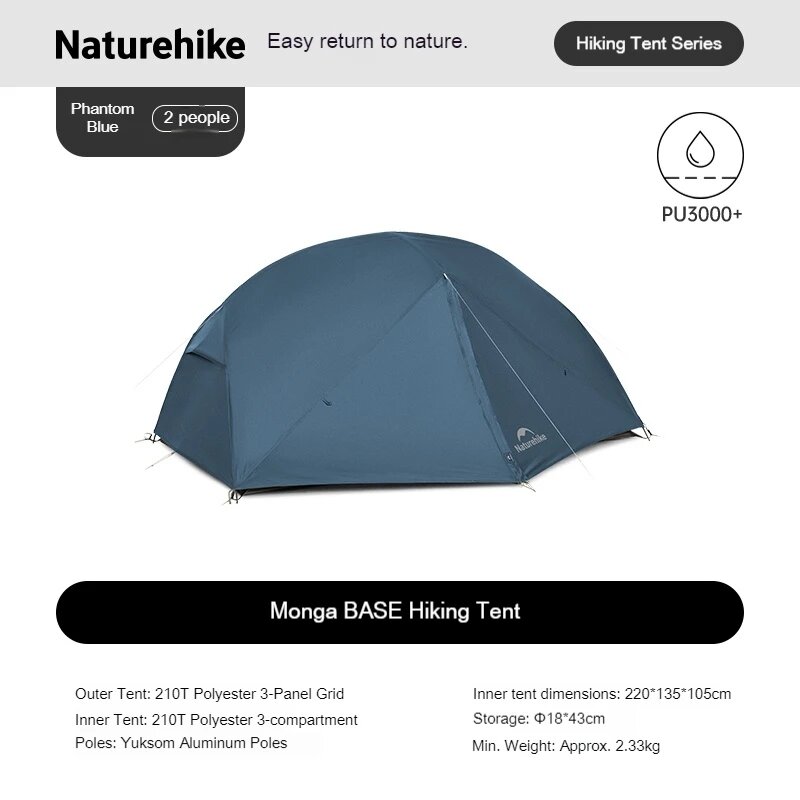 Naturehike Mongar UL BASE PRO Палатка для 1-3 человек для походов, альпинизма, укрытие, палатка из 20D нейлона, водонепроницаемая, ультralегкая, для настольного кемпинга на открытом воздухе