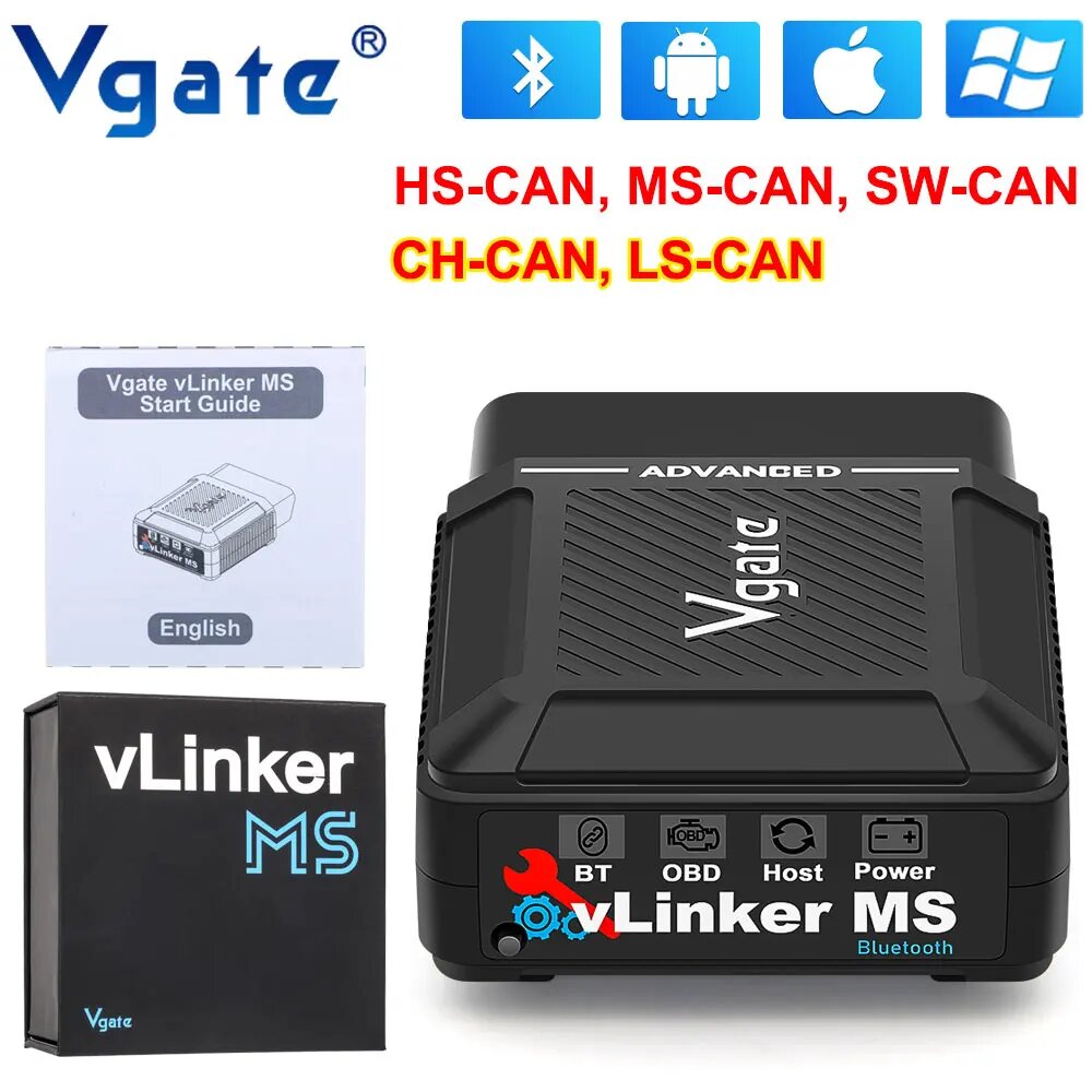 Новый Vgate vLinker MS Bluetooth V2.3 модернизированный сканер OBD 2 OBD2 автомобильный диагностический инструмент OBD Code Reader pk ELM327 для iOS/Android/ПК