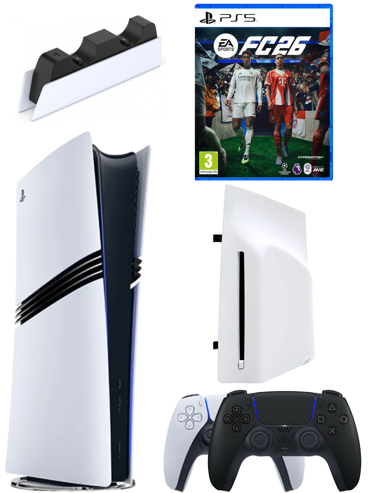 Игровая приставка Sony PS 5 Pro Digital Edition+Зарядная станция+ Дисковод +2-ой геймпад+FC2026 , 2Tb SSD