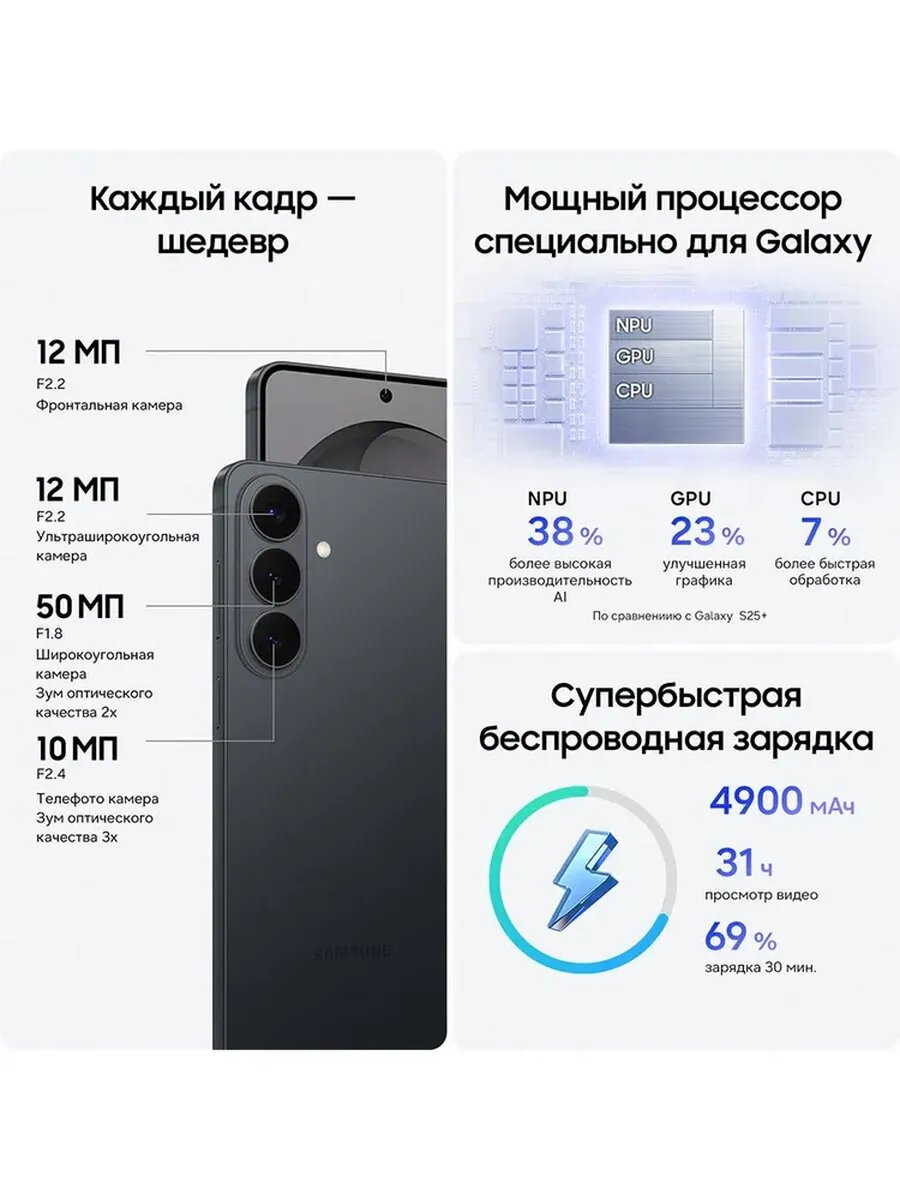 Смартфон Samsung Galaxy S26+ SM-S947BZKCCAU 12GB+512GB Черный — фото 1