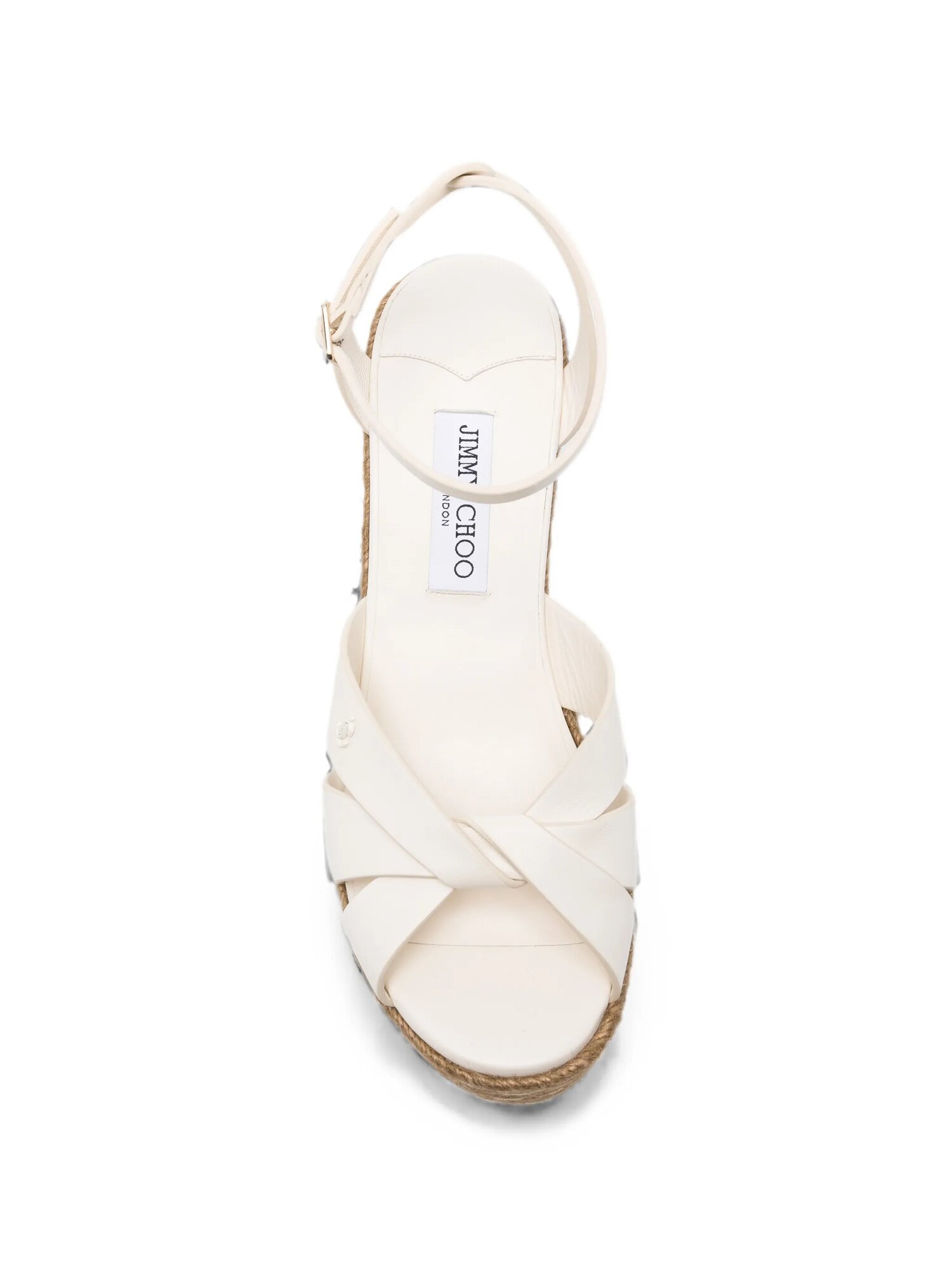 Эспадрильи JIMMY CHOO Korra leather wedge espadrilles, размер 37, white — фото 1