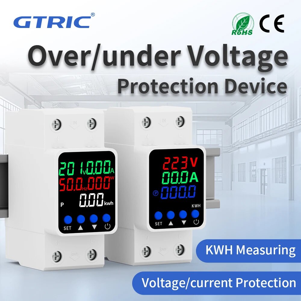 Защитник от перенапряжения GTRIC 220В 63А/80А с дисплеем AC220V 1-63A, ALL-IN-ONE Version