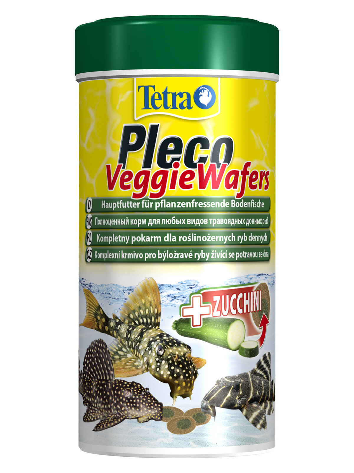 Корм-пластинки с добавлением цуккини для донных рыб TetraPleco Veggie Wafers 250 мл