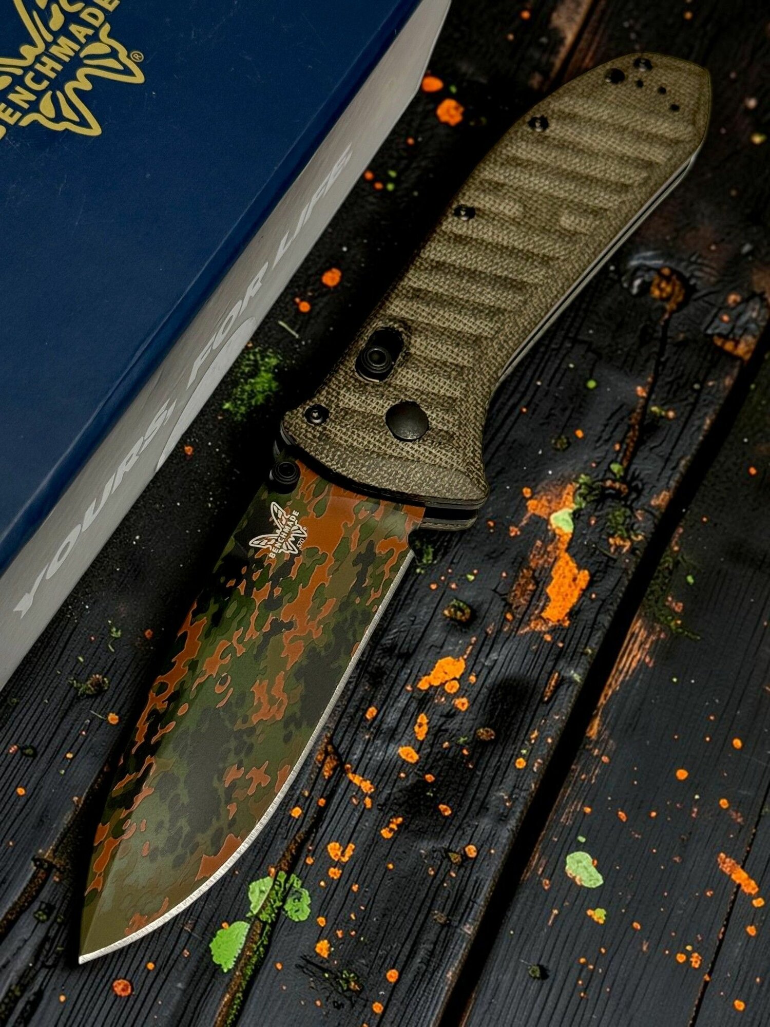 Нож складной Benchmade 570CAMO-2601 Presidio II, S30V Blade, OD Green Micarta Handle
