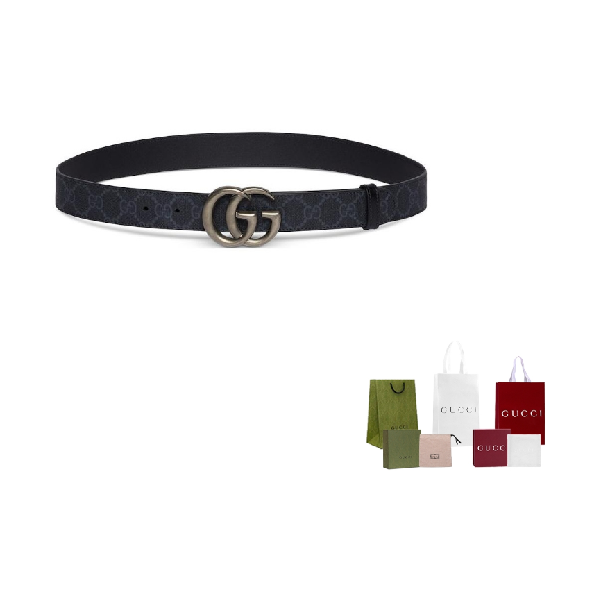 GUCCI GG Marmont Ремни из холщовой кожи Унисекс Черный Ширина 3 см GUCCI95
