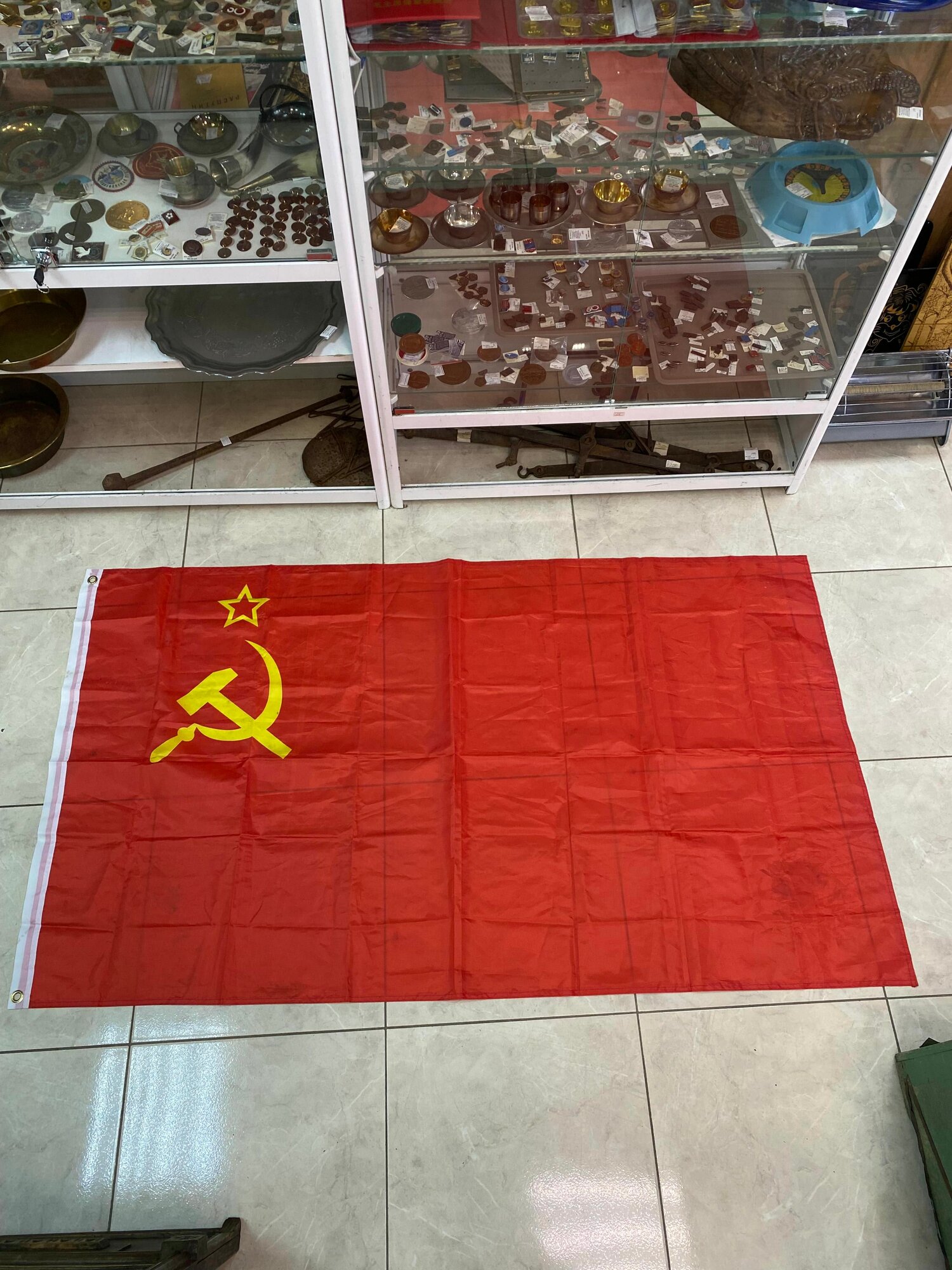 Флаг СССР "серп молот звезда" шелк, размер 154 на 87 см Винтаж!
