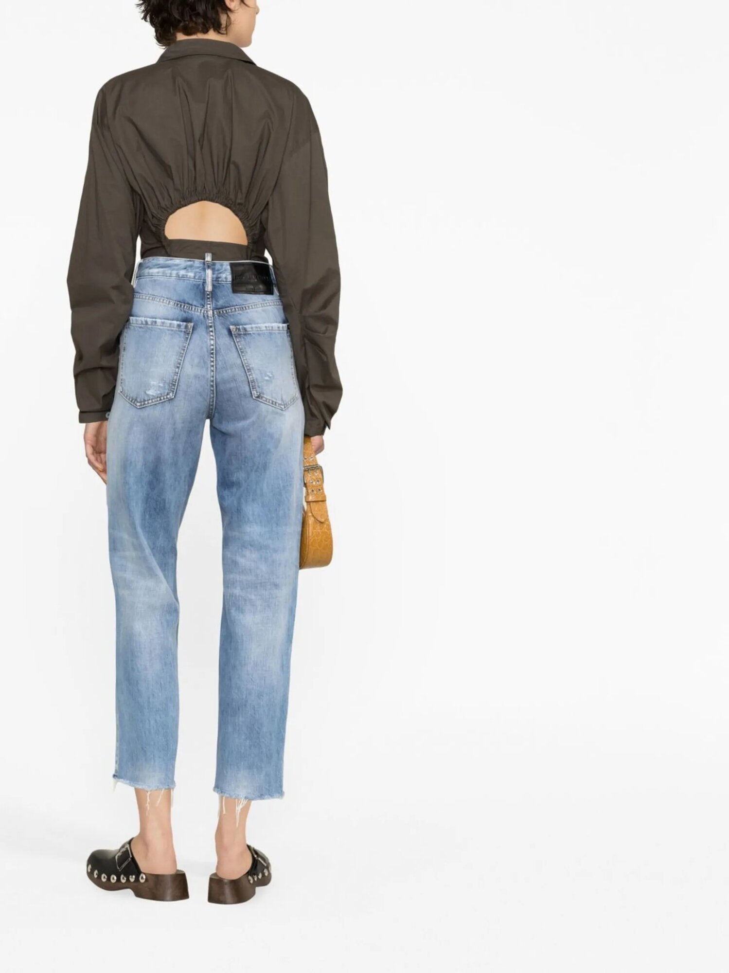 Джинсы DSQUARED2 Distressed cropped jeans, размер 36, синий — фото 1