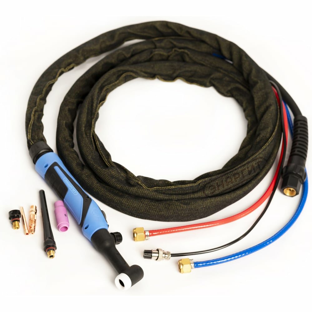 Горелка TIG WP 18FXV (4 м, M16x1.5+2 pin, водяное охлаждение, AC250А/DC350A, 0.5-4.0 мм) энаргит WP18FXV-4-M16-2P