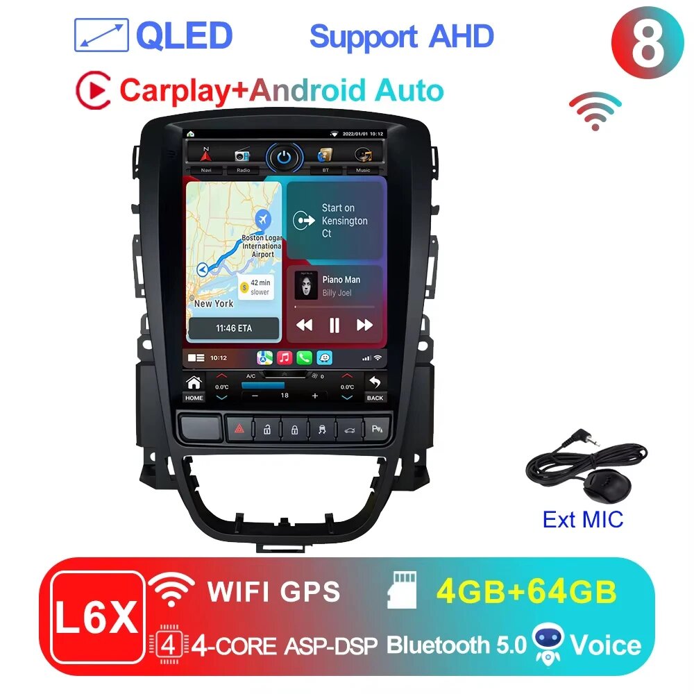 LEHX Pro 2 Din Android 12 Автомобильное радио для Opel Astra J Vauxhall Buick Verano 2009-2015 Мультимедиа 2Din Стерео 4G GPS Carplay Tesla