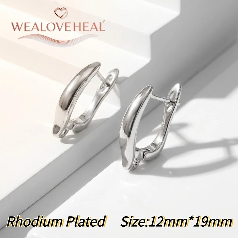 Сережки WEALOVEHEAL, Rhodium plated, 12mm*19mm