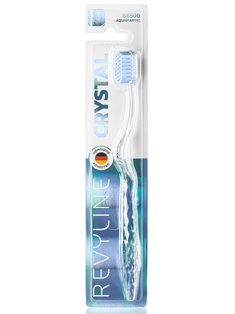 Зубная щетка Revyline S6500 Crystal Aquamarine, мягкая, взрослая, мануальная, для детей с 12 лет