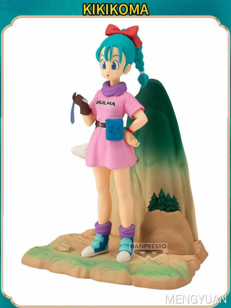 Коллекционная фигурка Bulma из Dragon Ball от Kikikoma - розовое платье, горный фон, 25 см, для коллекционеров