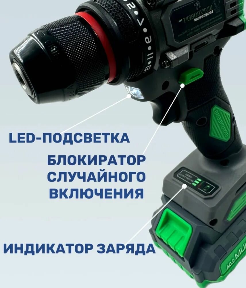FANGTOOLS Дрель-шуруповерт, 21 В, 80 Нм, 2 АКБ