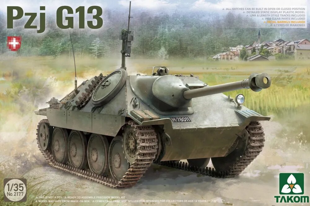 Takom 2177 1/35 Swiss Pzj G13 Модель сборки танков Нет модели, пластиковый солдат.