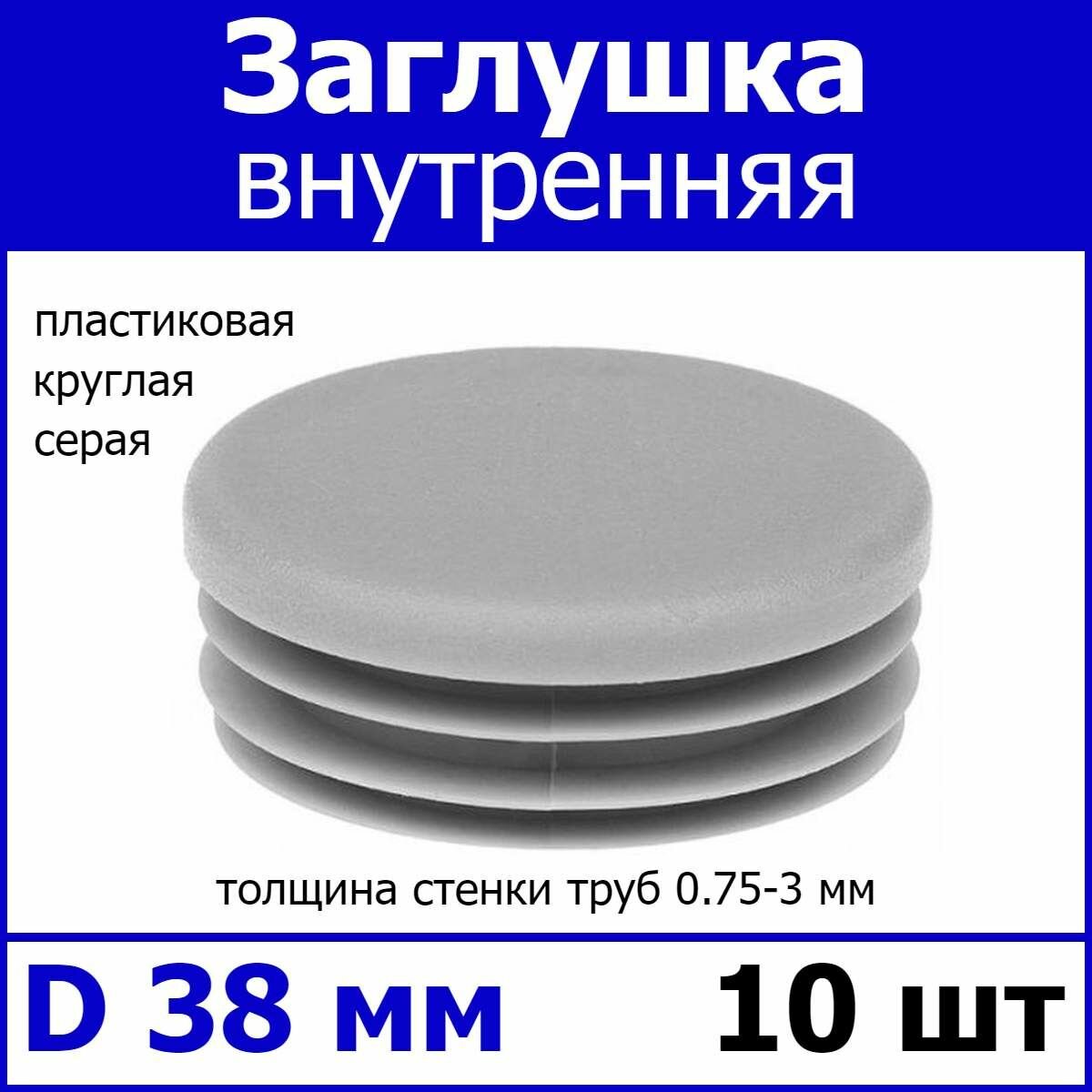 Заглушка для профильной трубы диаметр 38 серая 10шт