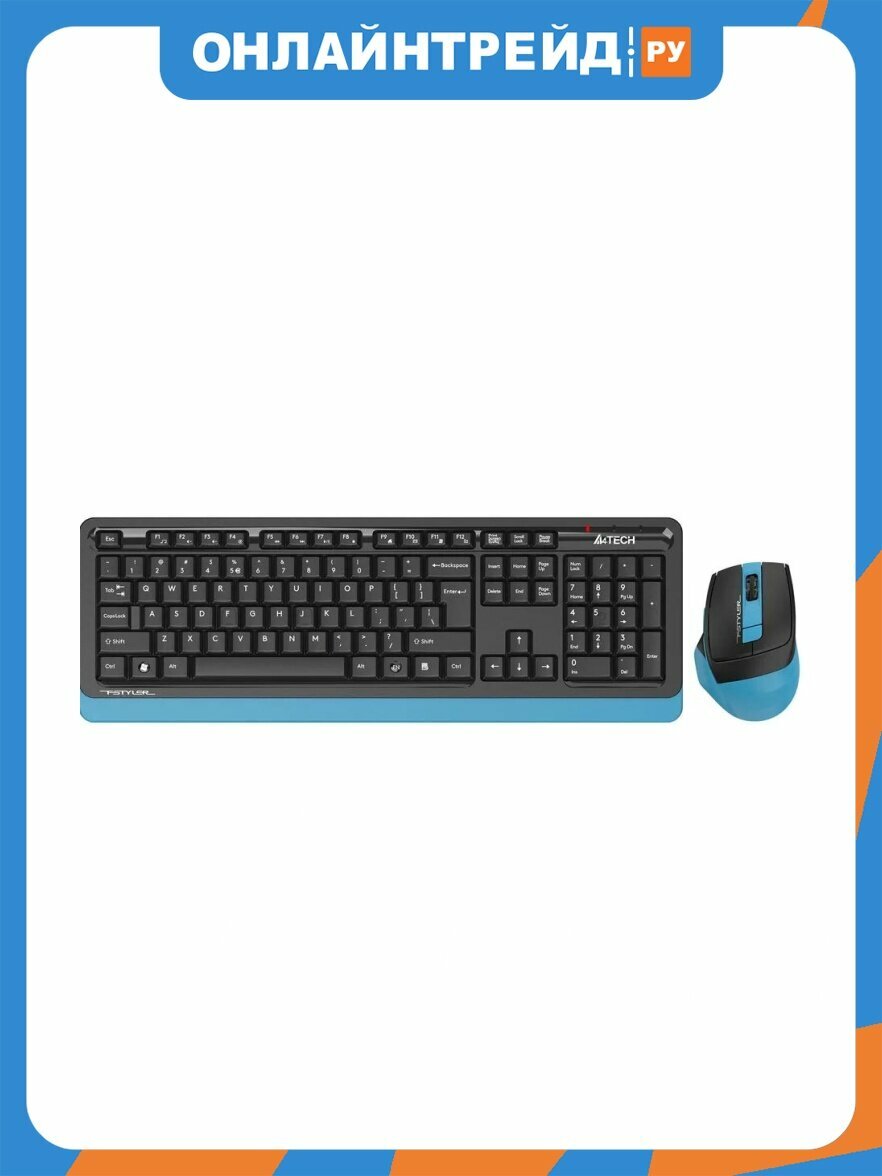 Клавиатура и мышь беспроводные A4TECH Fstyler FG1035 черный/синий (FG1035 NAVY BLUE)