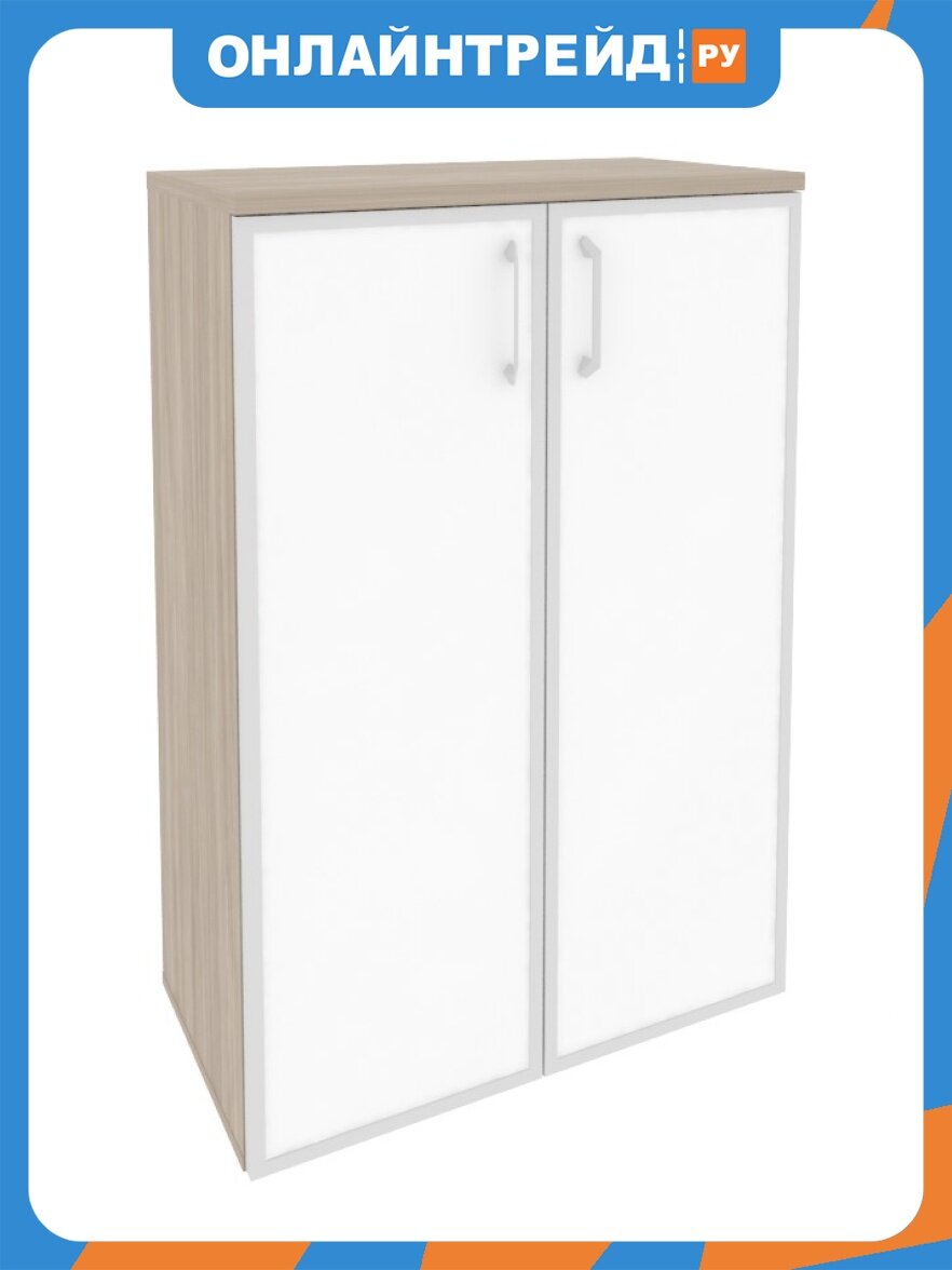 Шкаф Riva CHAIR средний широкий O. ST-2.4 R white Дуб аттик/Стекло white 800*420*1207 Onix