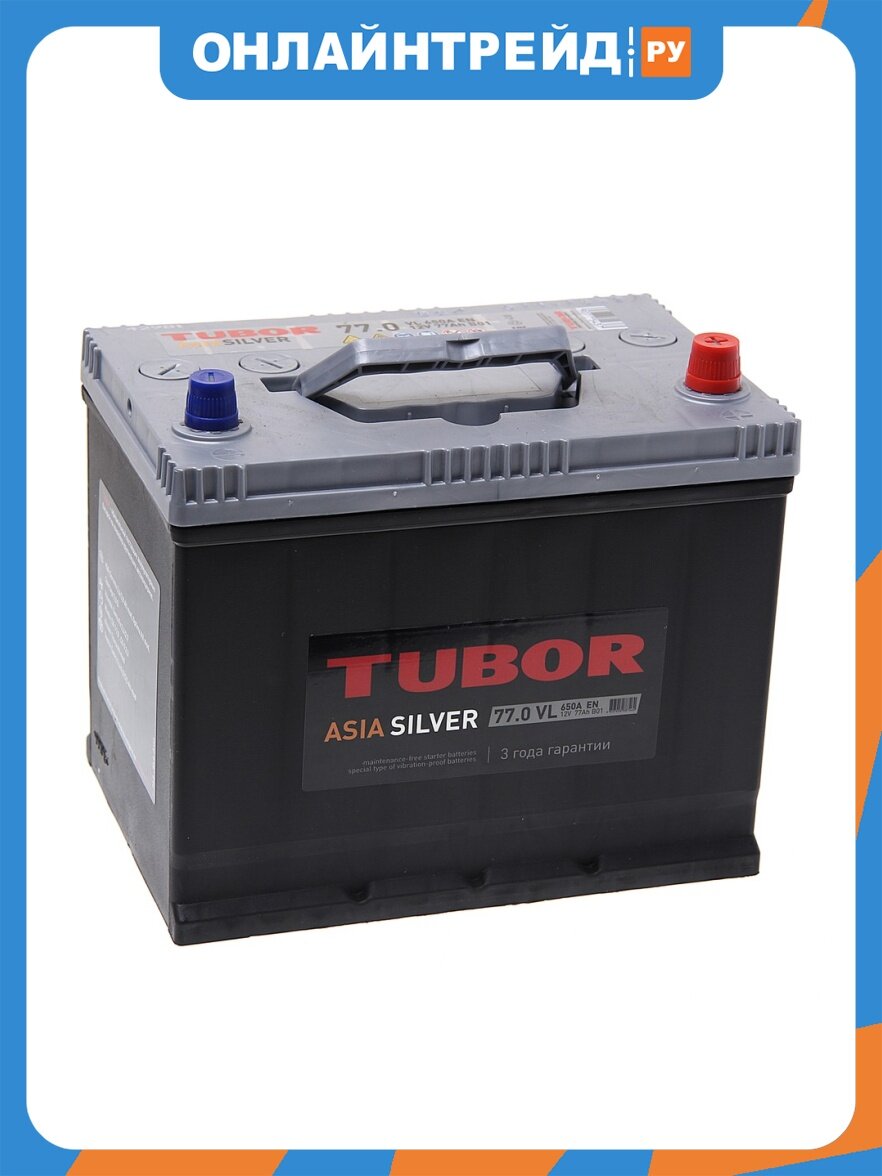 Аккумулятор Tubor Asia Silver, 220x175x257, обратная полярность, 77 Ач, 6СТ77(0) D26L