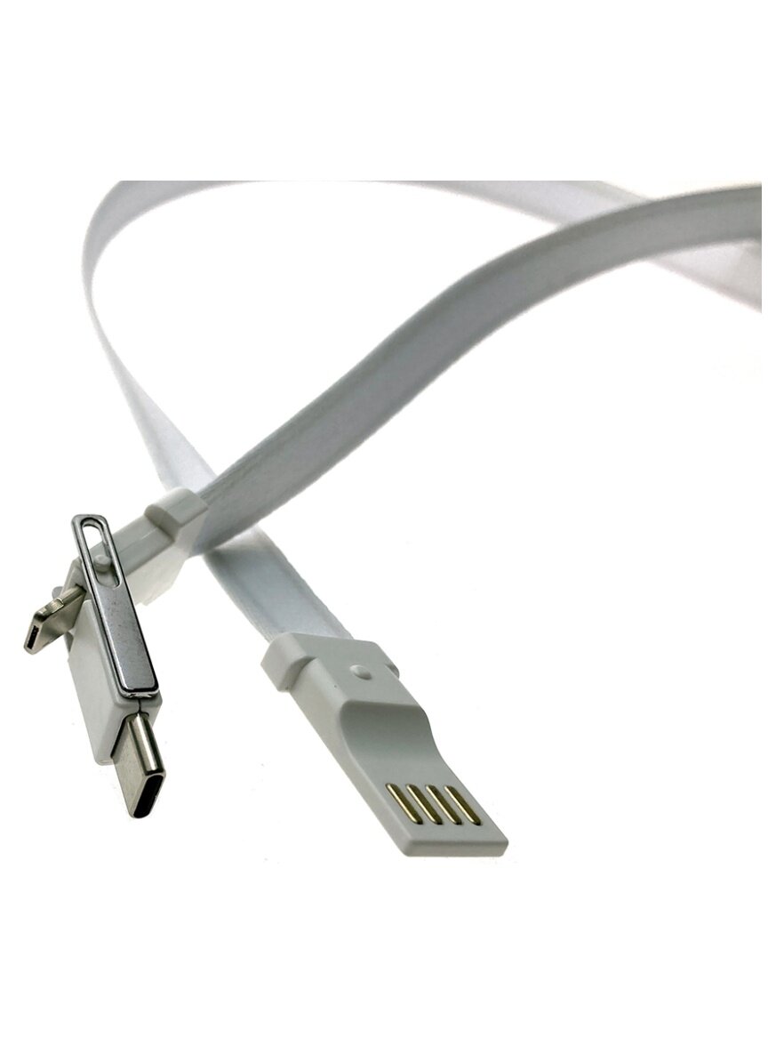 Ремешок 3в1 Espada Type C + micro USB + Lightning белый — фото 1