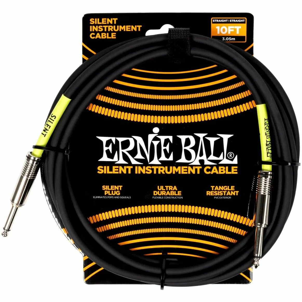 Инструментальный кабель Ernie Ball 6472 Silent Black 3.05 м