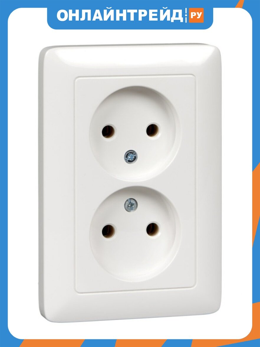 Розетка Systeme Electric (schneider Electric) SCHNEIDER ELECTRIC 2-м СП Хит 16А IP21 без заземл. без защ. шторок, белый, RS16-235-B