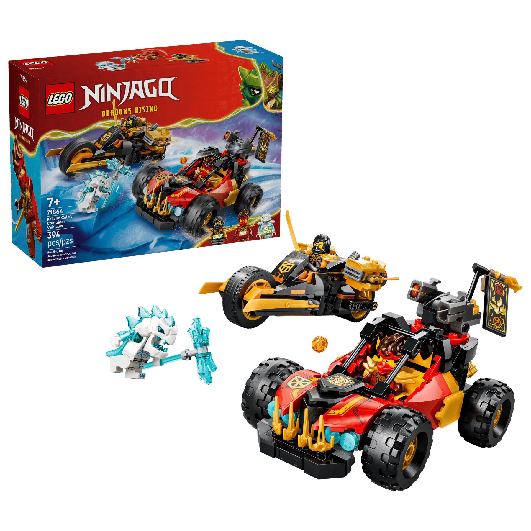 Конструктор LEGO NINJAGO 71864 Комбинируемый автомобиль Кая и Коула, 394 дет.