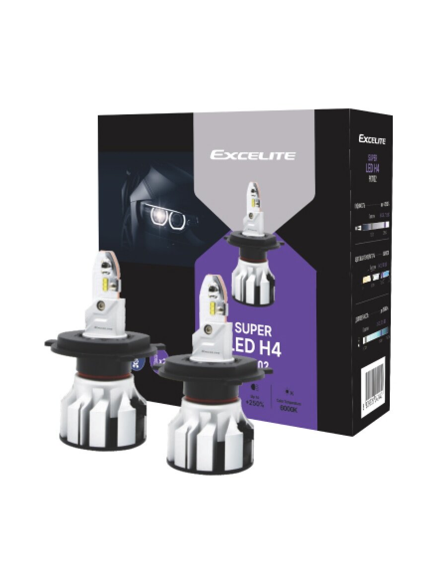 Лампа автомобильная Excelite LED Super H4 P43t +250% 6000K 12-24V, 2шт, EX-901102 (Корея)