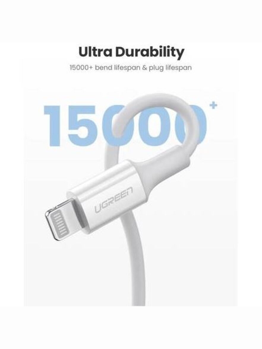 Кабель Ugreen USB-C - Lightning, 1 м, белый — фото 1