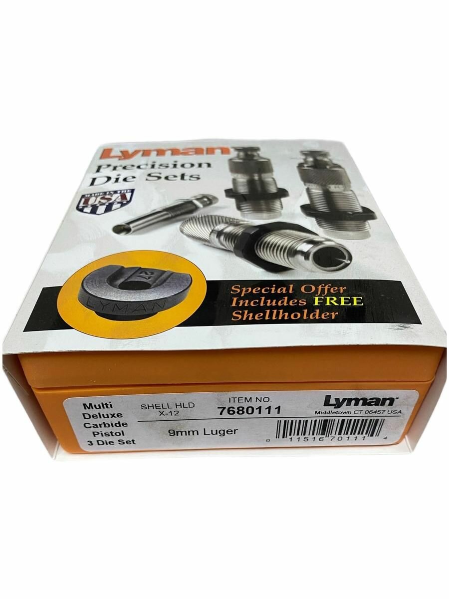 Набор матриц премиум-класса Lyman 3-Die Pistol Set калибр 9x19 mm Luger, арт. 7680111
