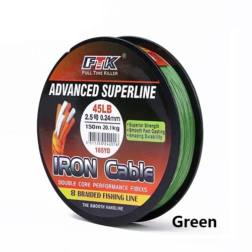 FTK Iron Cable, плетенка 150м, 45lb, 0.24mm, Green