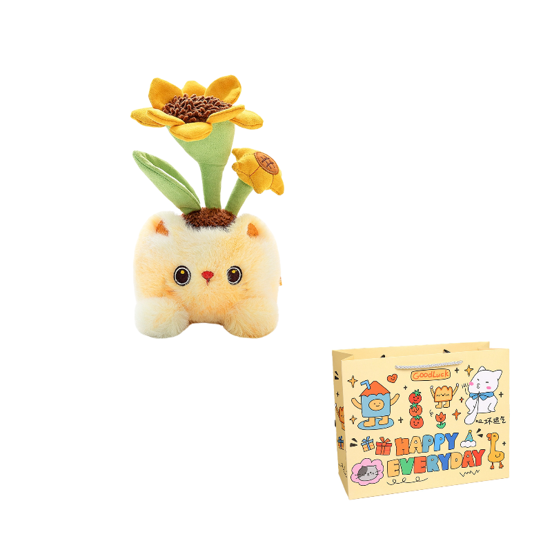 Плюшевая кукла унисекс GUAIGUAIXIONG Sunflower Cat Pot Plant, 17 см