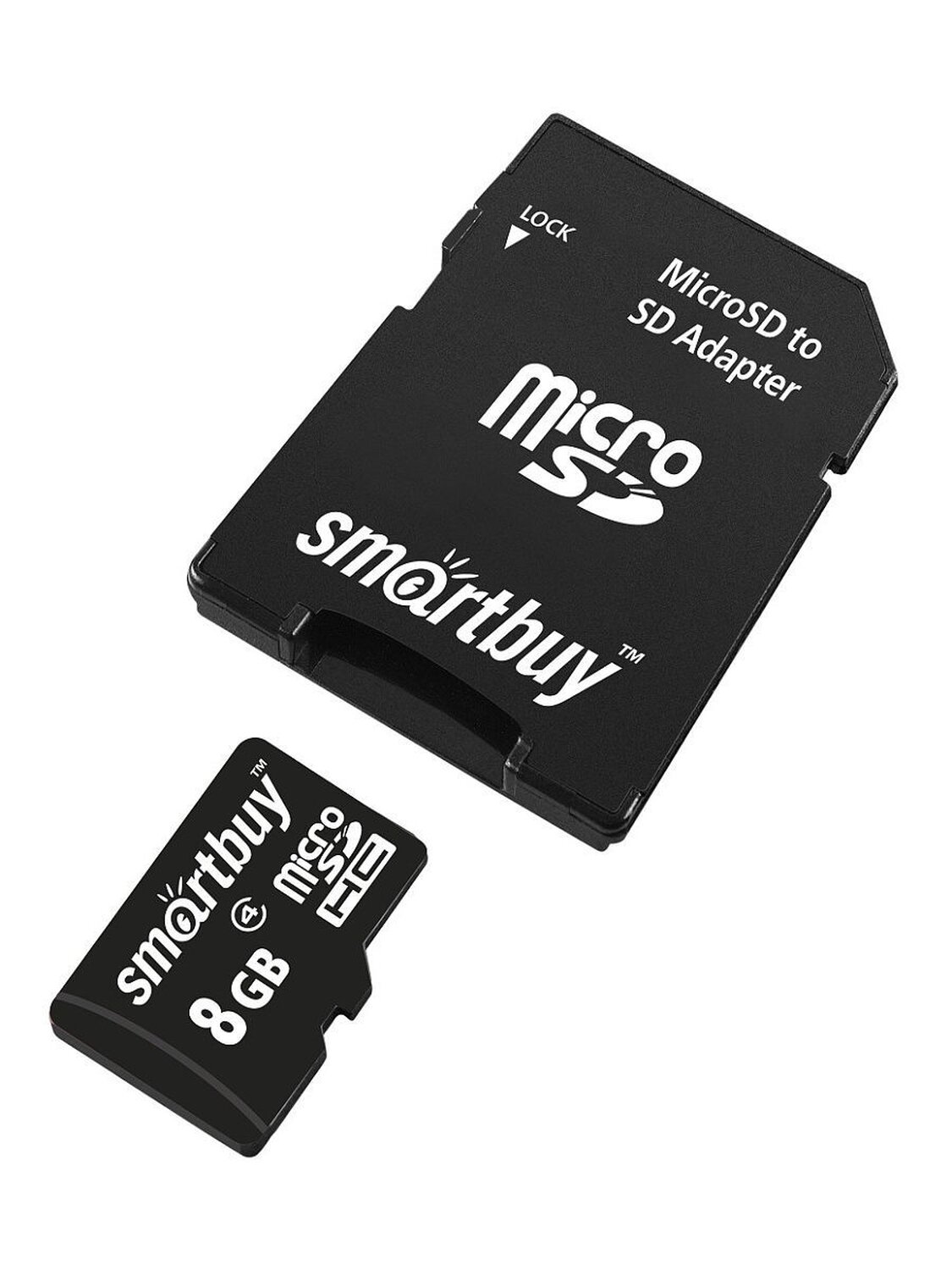 8 ГБ Карта памяти SmartBuy microSDHC Сlass 4, с адаптером SD