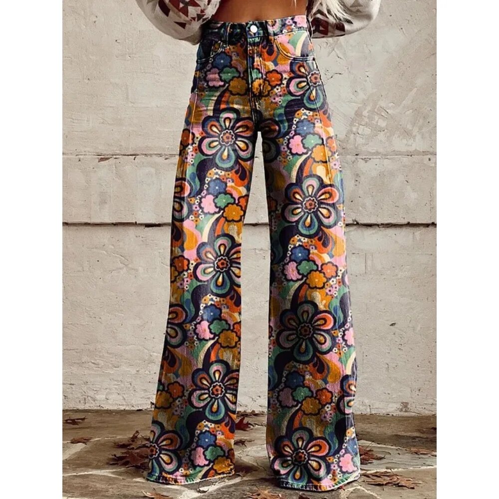 Женские брюки-палаццо Floral Aztec Patchwork полиэстер