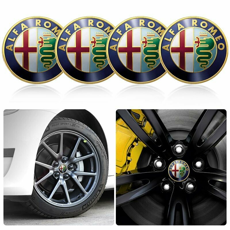 4 штуки Альфа Ромео (Alfa Romeo) автомобильных колпачков для ступиц диаметром 56 мм