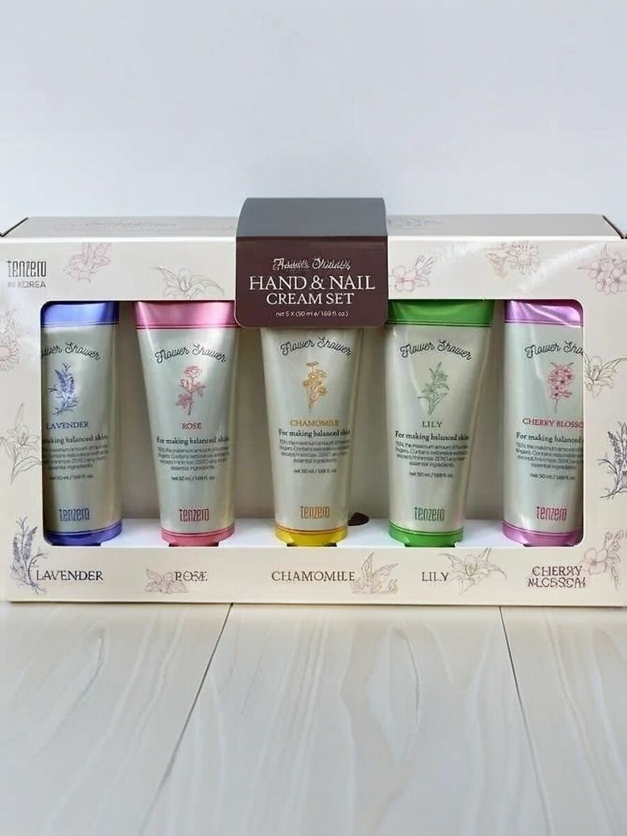 TENZERO Набор кремов для рук FLOWER SHOWER HAND & NAIL CREAM 5SET 50 мл*5 шт