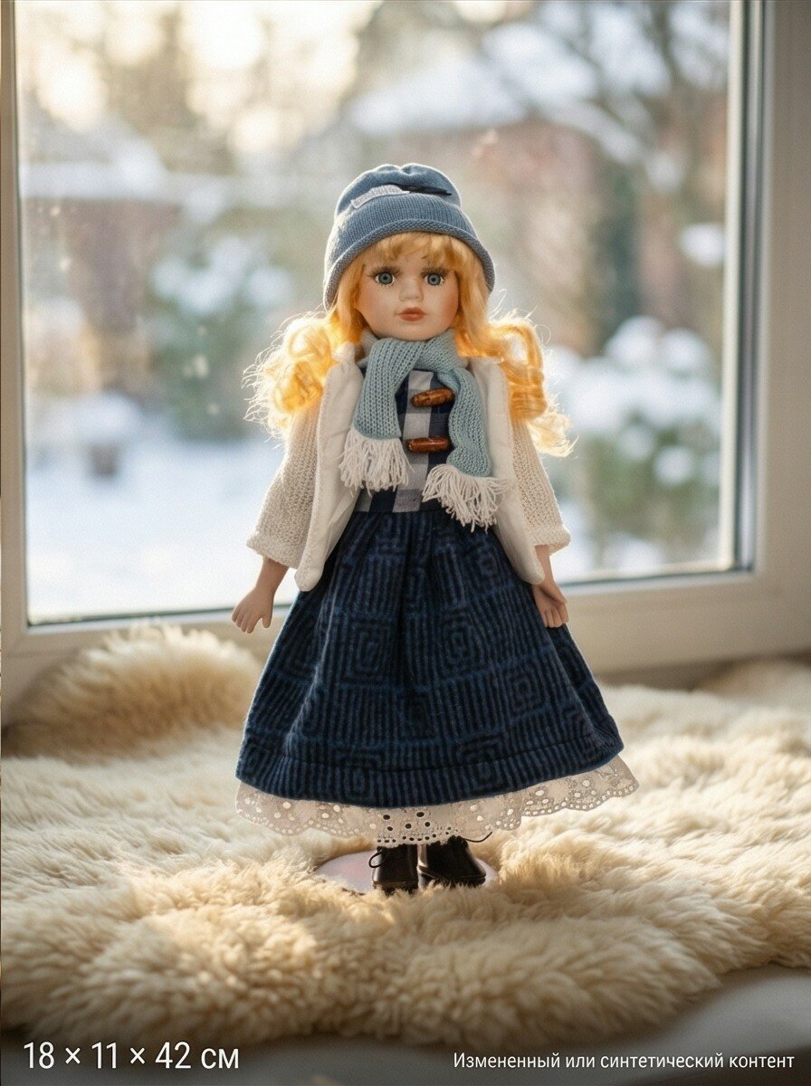 Кукла, L18 W11 H42 см Синий