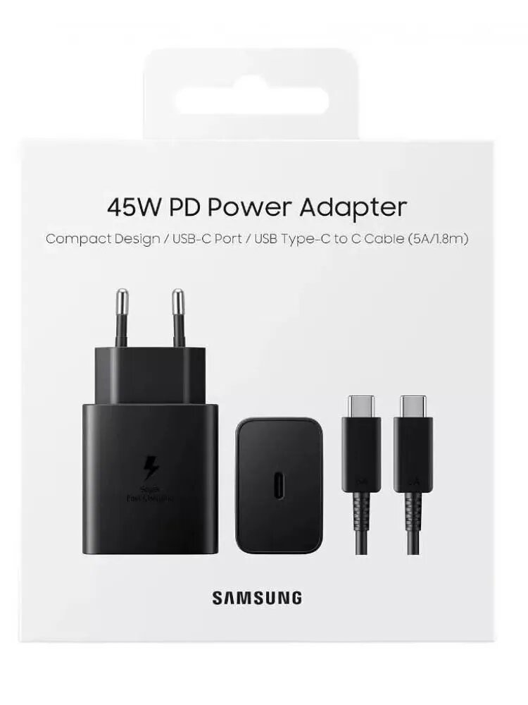 Сетевое зарядное устройство Samsung EP-T4511 45W (с кабелем), черный