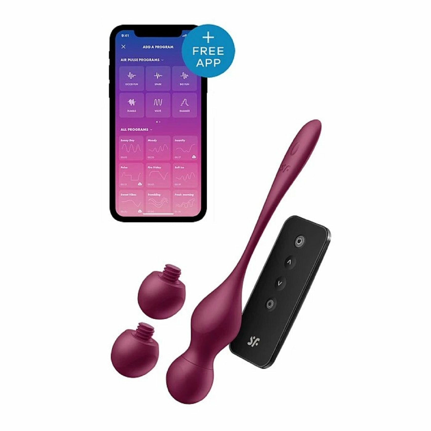 Вагинальные виброшарики Satisfyer Love Birds Vary, бордовые