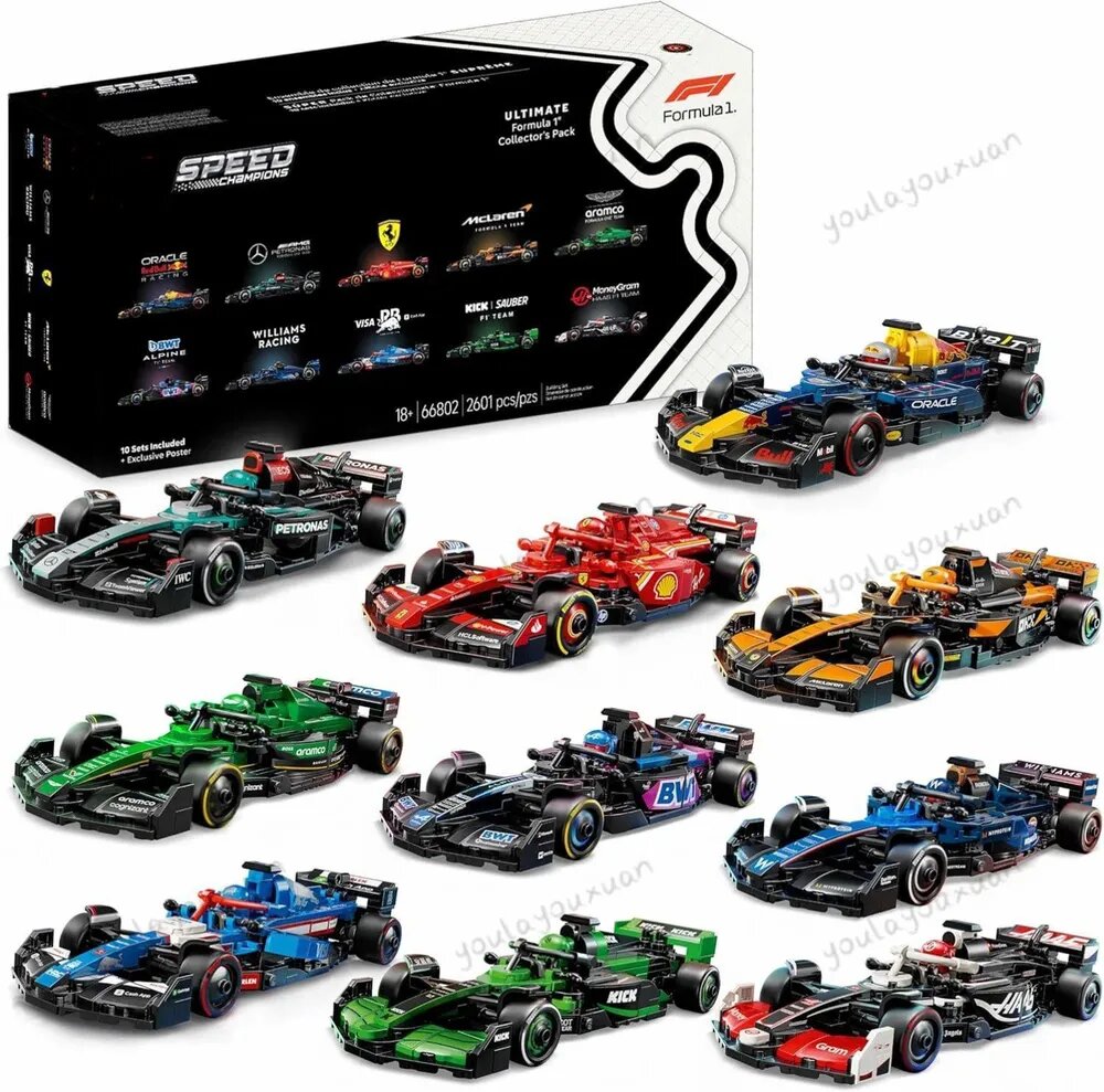 Конструктор Speed Champions, коллекционный набор, модель Формулы-1, подарок для фанатов гонок 66802(Совместимо с LEGO)