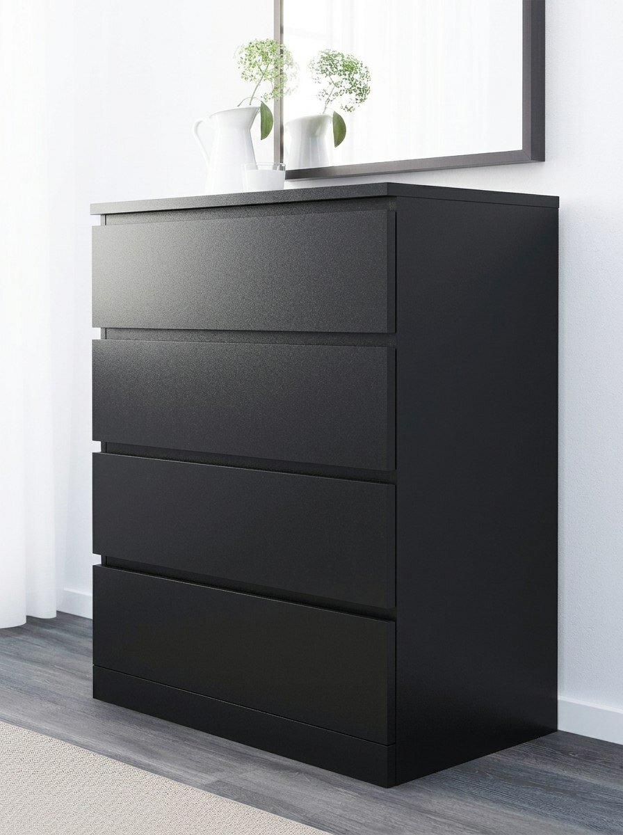 Комод MALM (4 ящика) Черный 0190 PE NEW 80x48x102 см, GOODFORM