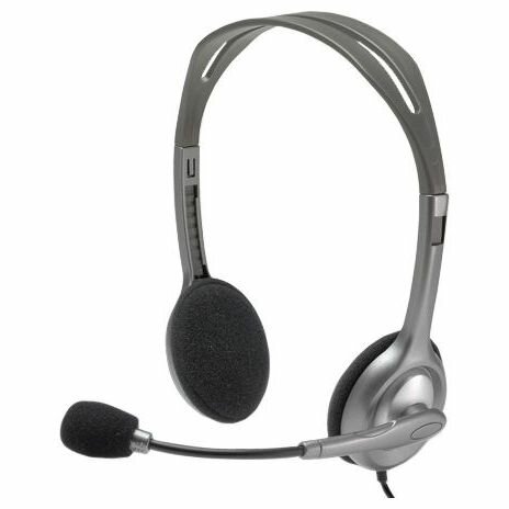 Гарнитура Logitech H110 серебристый, проводная, 3.5 мм