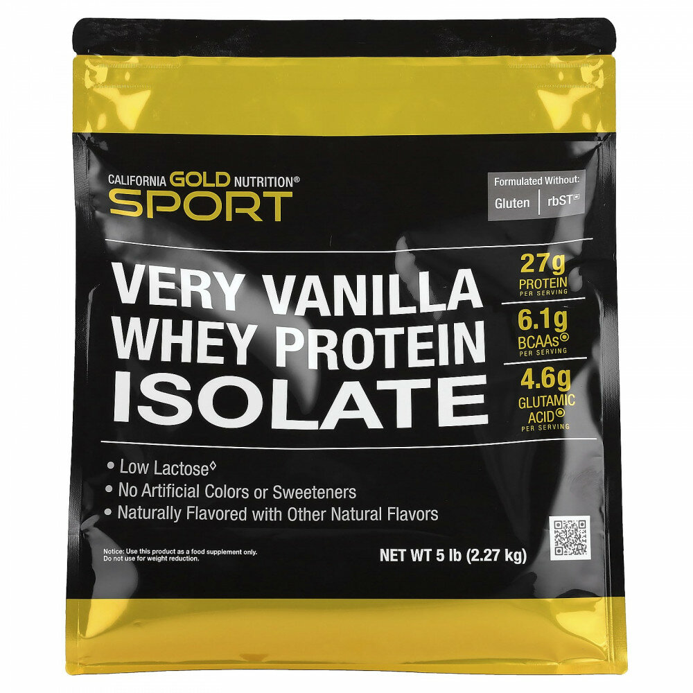 California Gold Nutrition, изолят сывороточного протеина, с ванильным вкусом, 2,27 кг (5 фунтов)