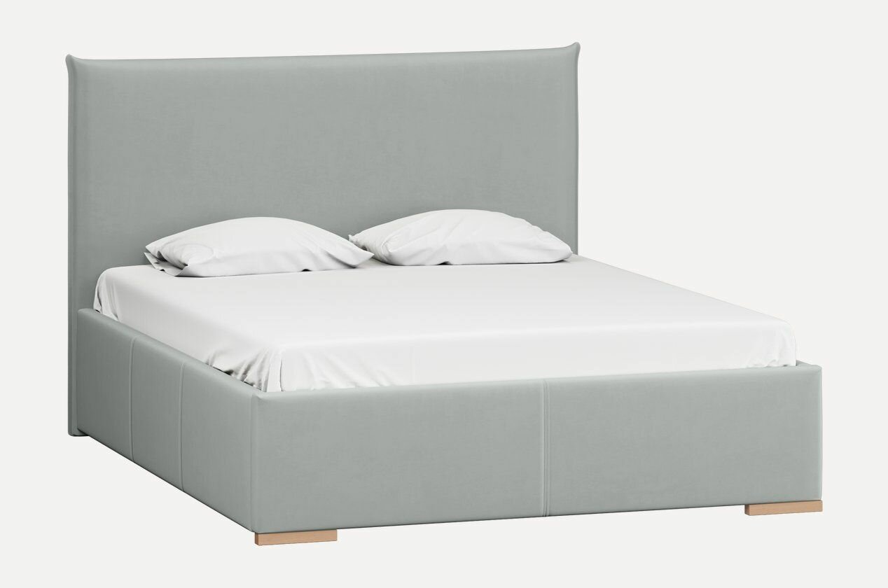 Кровать 140х200 двуспальная Divan.ru Слипсон Велюр Светло-серый, 212х171х121 см