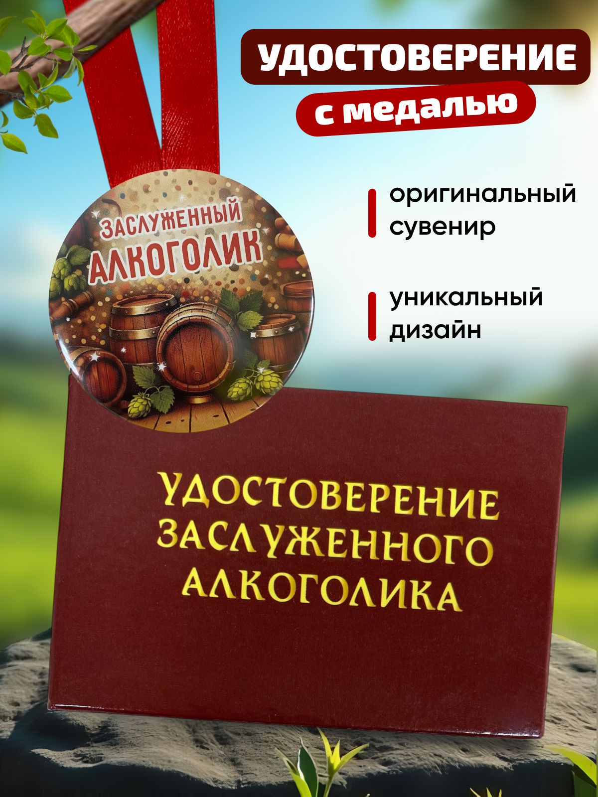 Прикольный набор Удостоверение шуточное + Медаль, подарок подруге, жене, коллеге
