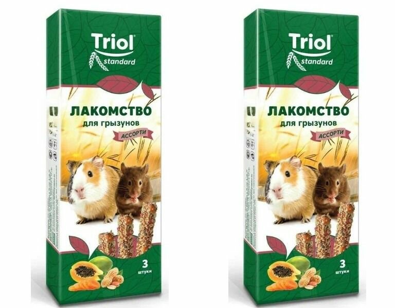 Triol Лакомство для грызунов, Standard, ассорти, 3 шт в уп. ,75 гр, 2 уп