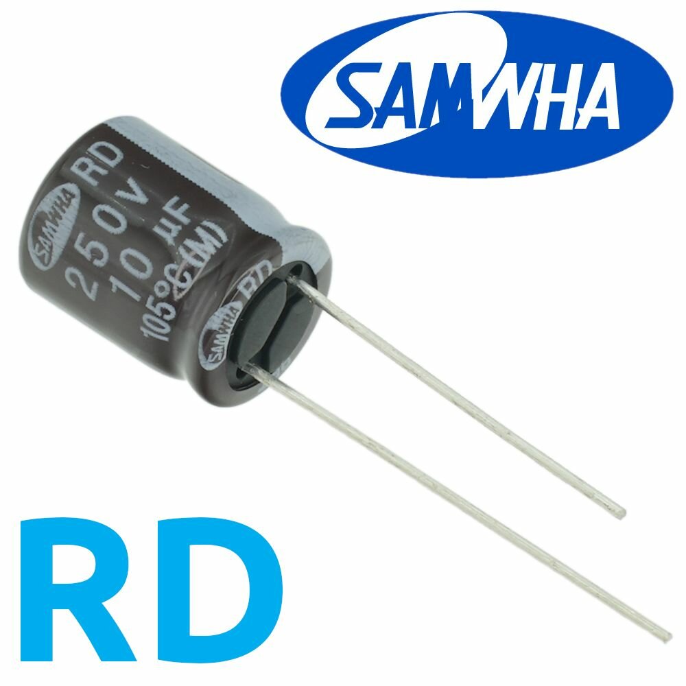 10мкФ 250В / RD / 10x12,5 / 105 С / конденсатор электролитический (1шт)