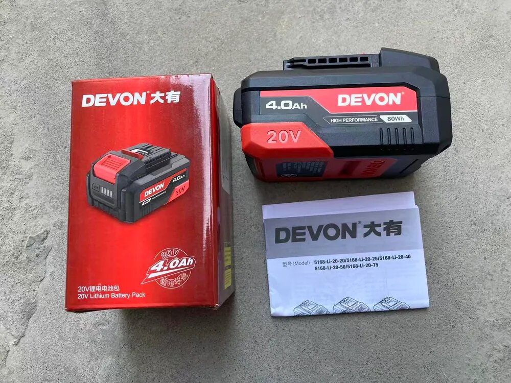 Электрический инструментальный аккумулятор DEVON 20V 4.0AH,5.0AH